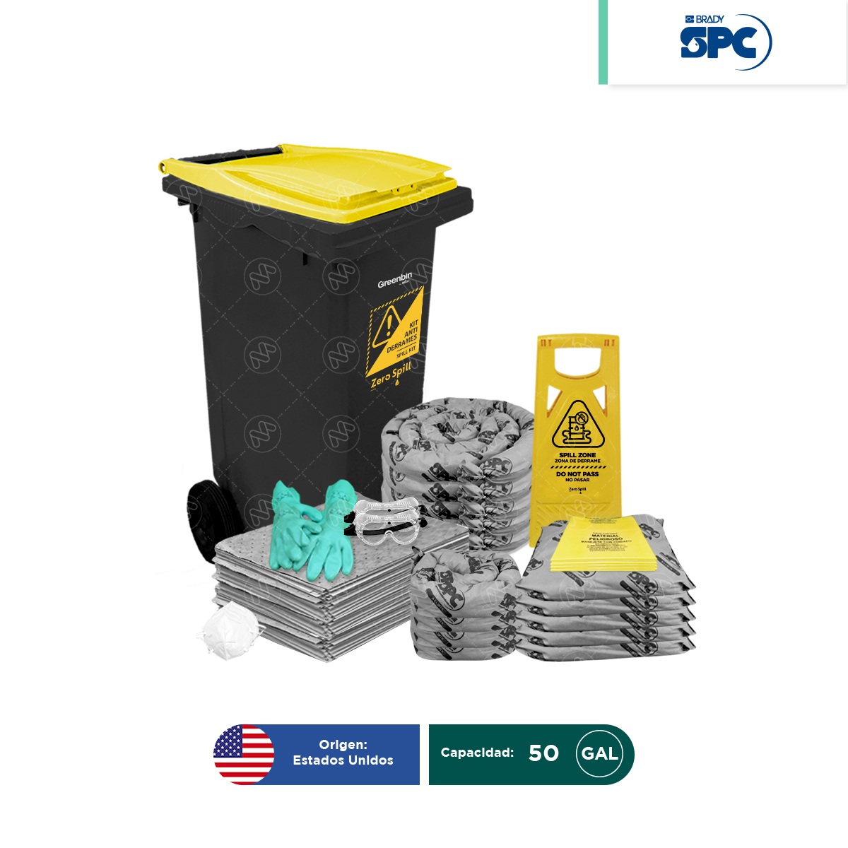 Kit antiderrames móvil universal SPC 50 Gal | absorción 42 Gal | Regiobin