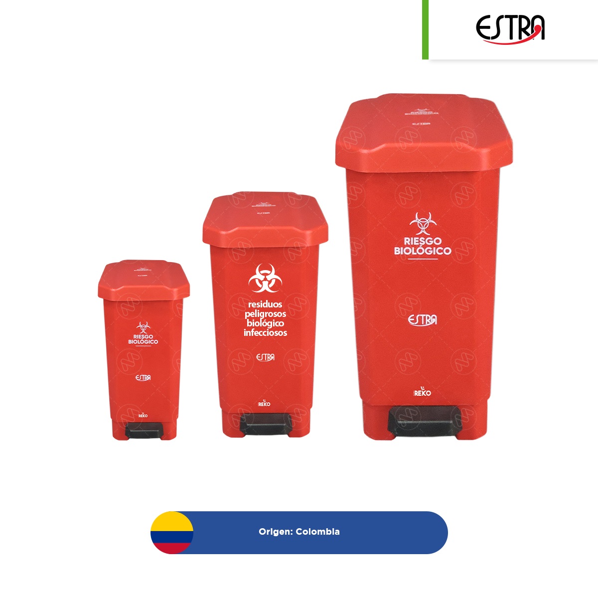 Combo bote de basura c/pedal Estrabins RPBI 10, 22 y 44 L + paquete con ...