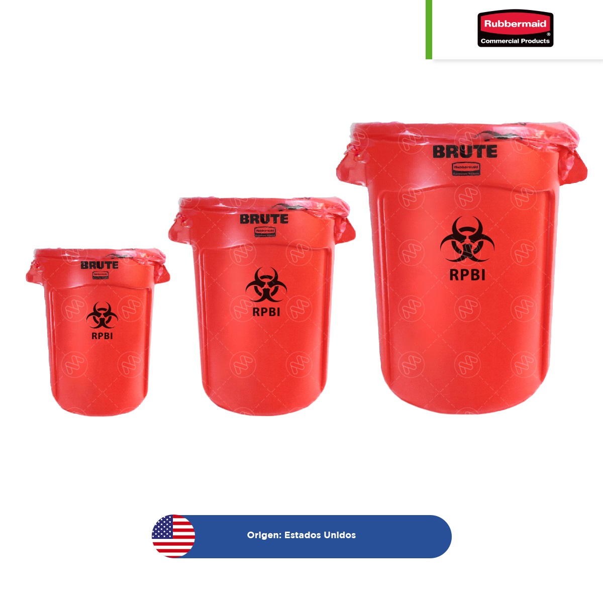 Combo contenedor Brute RPBI 20, 32 y 44 Gal + paquete con 100 bolsas ...