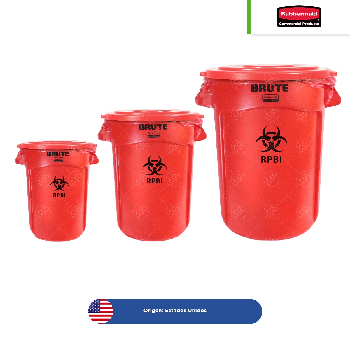 Combo contenedor Brute RPBI 20, 32 y 44 Gal + paquete con 100 bolsas ...